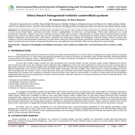 Ultra Smart Integrated Vehicle Controlled System Pdf 