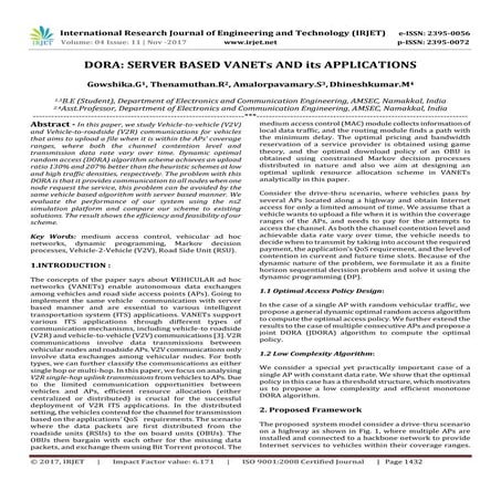 Dora Server Based Vanets And Its Applications Pdf