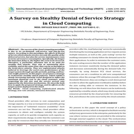Stealthy denial of service strategy in cloud computing | PPTX