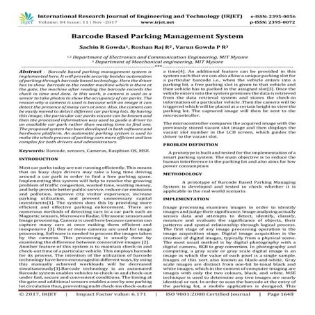 Barcode Based Parking Management System | PDF