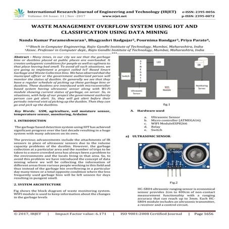 Waste Management Overflow System using IoT and Classification using Data Mining | PDF | Indoor ...