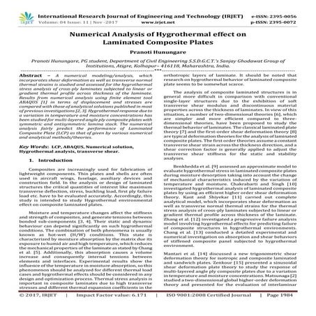 Numerical Analysis of Hygrothermal Effect on Laminated Composite Plates ...