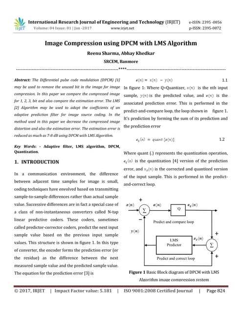 Image Compression Using Dpcm With Lms Algorithm Pdf Digital Audio Computer Software And