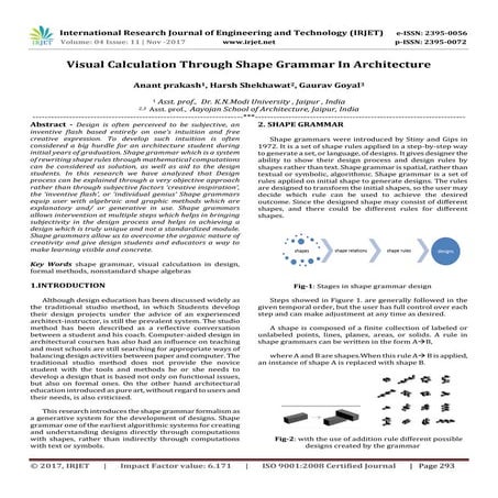 Visual Calculation through Shape Grammar in Architecture | PDF