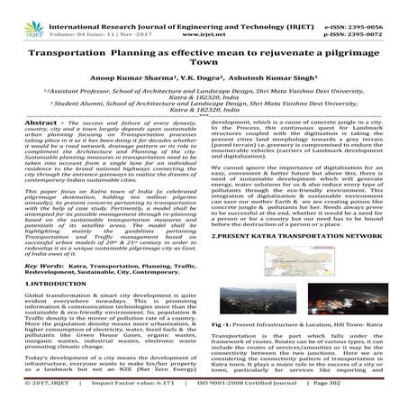 Transportation Planning as Effective Mean to Rejuvenate a Pilgrimage Town | PDF