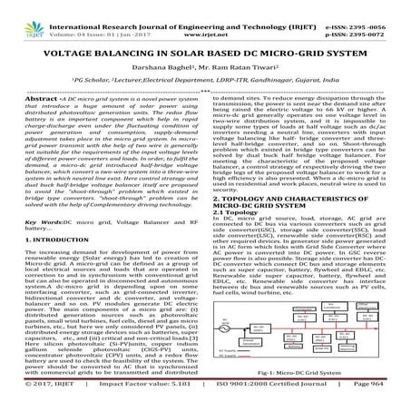 Voltage Balancing In Solar Based Dc Micro Grid System Pdf