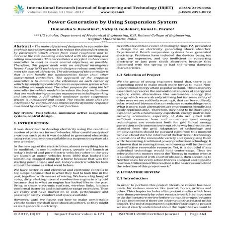 Power Generation by using Suspension System | PDF