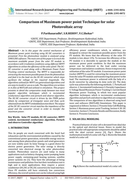 Solar PV Model With MPPT (P & O method) | PPTX