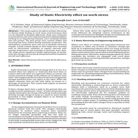 Study of Static Electricity Effect on Work Stress | PDF