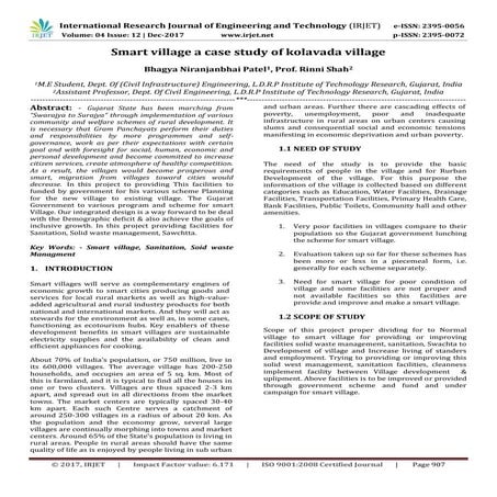 Smart Village a Case Study of Kolavada Village | PDF