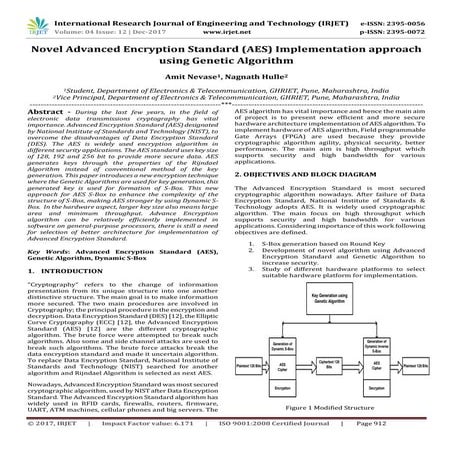Novel Advanced Encryption Standard Aes Implementation Approach Using Genetic Algorithm Pdf 