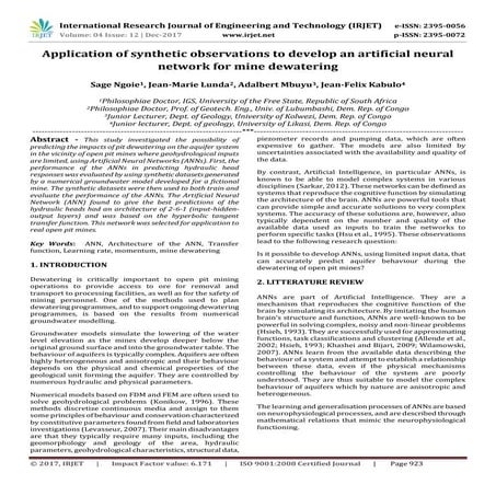 Application Of Synthetic Observations To Develop An Artificial Neural