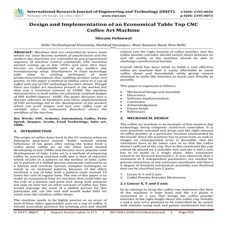 Design and Implementation of an Economical Table Top CNC Coffee Art Machine | PDF