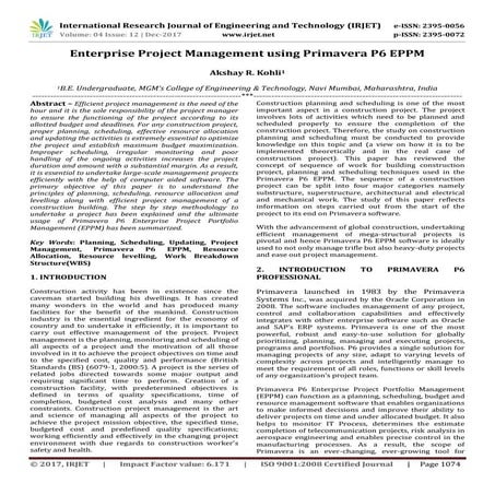 Primavera p6 advanced project planning | PDF