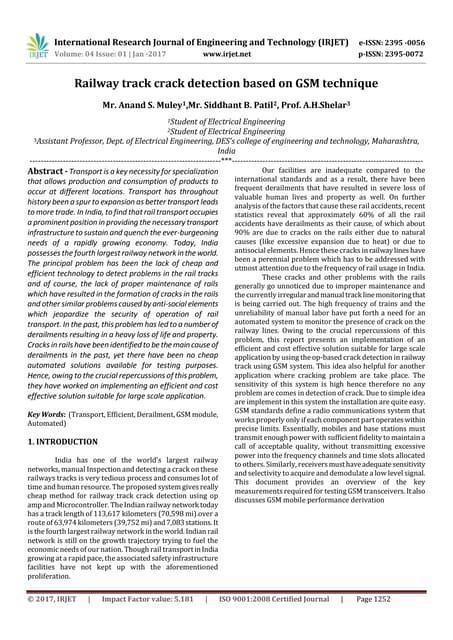 Railway Track Crack Detection Based On Gsm Technique Pdf