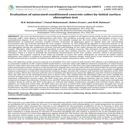 Evaluation of Saturated Conditioned Concrete Cubes by Initial Surface ...