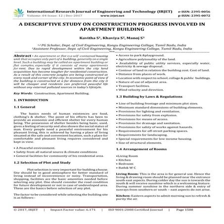 A Descriptive Study on Construction Progress Involved in Apartment ...