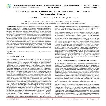 Critical Review on Causes and Effects of Variation Order on ...