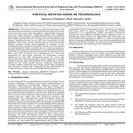 Virtual Keypad using IR Technology | PDF