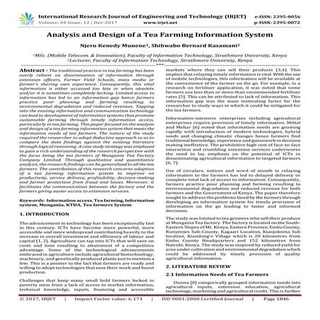 Analysis and Design of a Tea Farming Information System | PDF