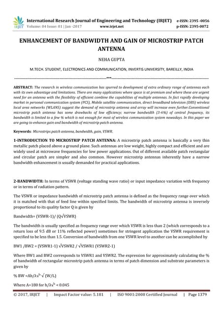 MicroStrip Antenna | PPTX | Physics | Science
