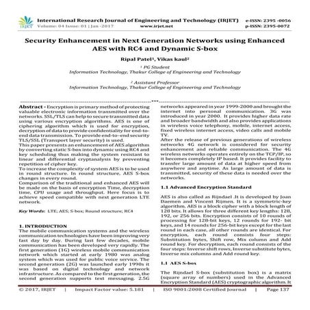 Security Enhancement In Next Generation Networks Using Enhanced Aes