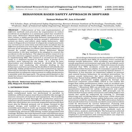Behaviour Based Safety Approach In Shipyard Pdf