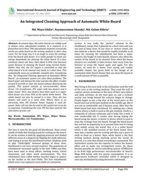 Automated white board cleaner | DOCX | Homework and Study | Education