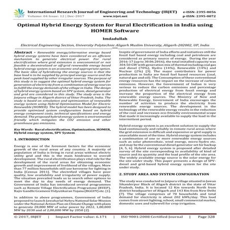 Optimal Hybrid Energy System for Rural Electrification in India using ...