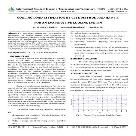 Cooling load estimation by CLTD method and HAP 4.5 for an evaporative ...