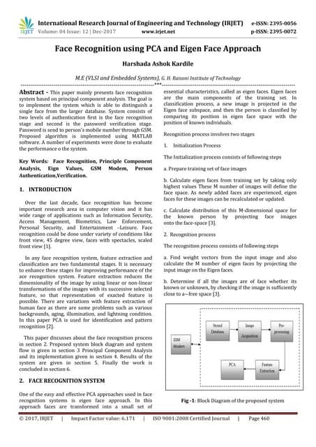 Face Recognition Using Pca And Eigen Face Approach Pdf Free Download