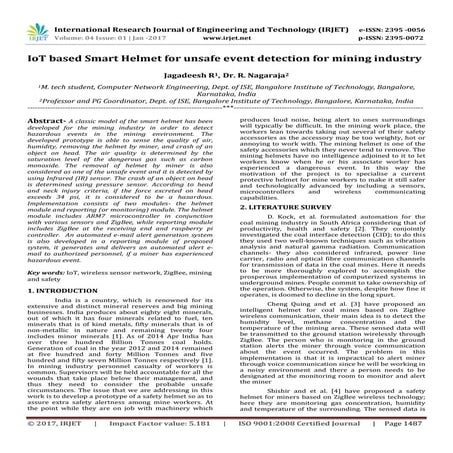 IoT based Smart Helmet for unsafe event detection for mining industry | PDF