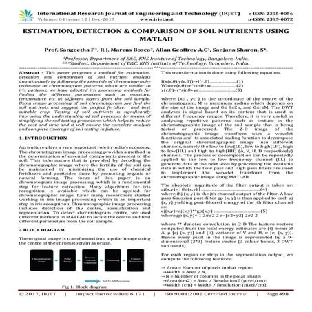 Estimation, Detection & Comparison of Soil Nutrients using Matlab | PDF