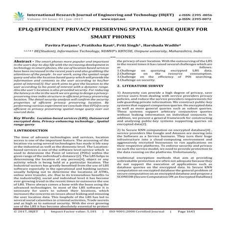 Eplq Efficient Privacy Preserving Spatial Range Query For Smart Phones Pdf