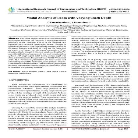Modal Analysis of Beam with Varying Crack Depth | PDF