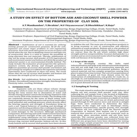 A Study on Effect of Bottom Ash and Coconut Shell Powder on the ...