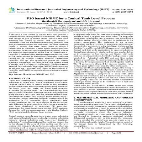 PSO based NNIMC for a Conical Tank Level Process | PDF
