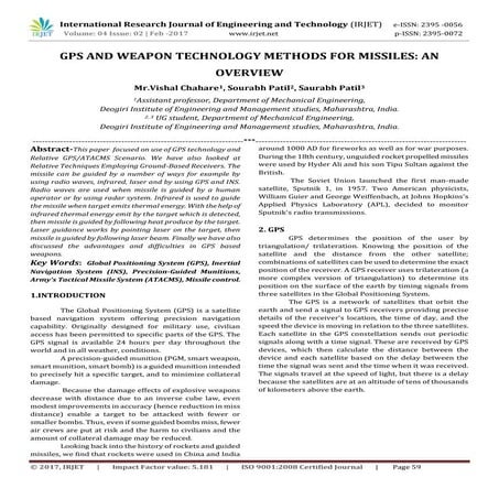 GPS and weapon technology methods for missiles: an overview | PDF