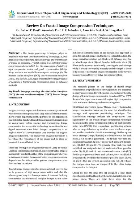 Review On Fractal Image Compression Techniques Pdf
