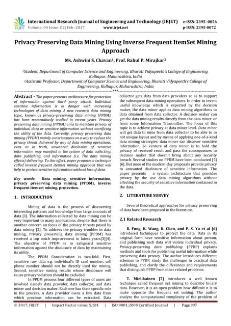 Privacy Preserving Data Mining Using Inverse Frequent Itemset Mining Approach Pdf