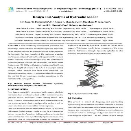 Design and Analysis of Hydraulic Ladder | PDF