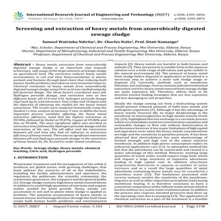 Screening and extraction of heavy metals from anaerobically digested ...