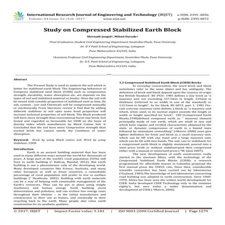 Study on Compressed Stabilized Earth Block | PDF