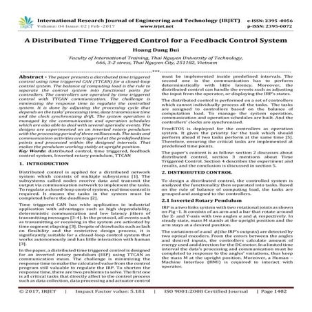 A Distributed Time Triggered Control For A Feedback Control System Pdf