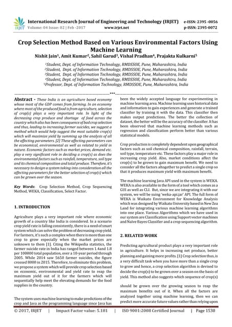 Crop Yield Prediction using Machine Learning | PDF