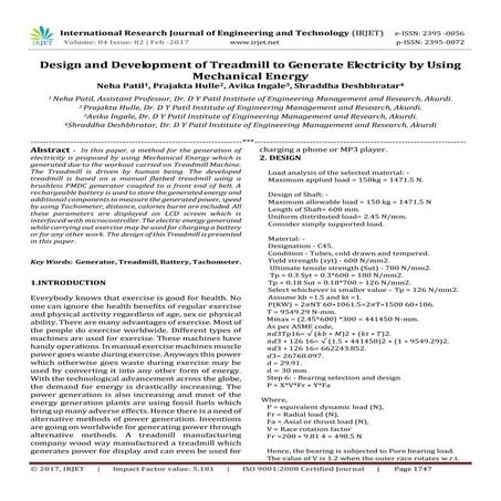 Design and Development of Treadmill to Generate Electricity by Using ...