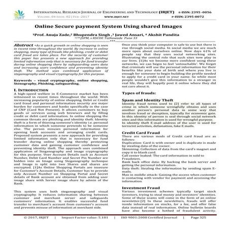 Online Secure payment System using shared Images | PDF