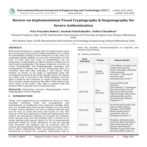 Visual Cryptography And Steganography For Secure Authentication Pdf