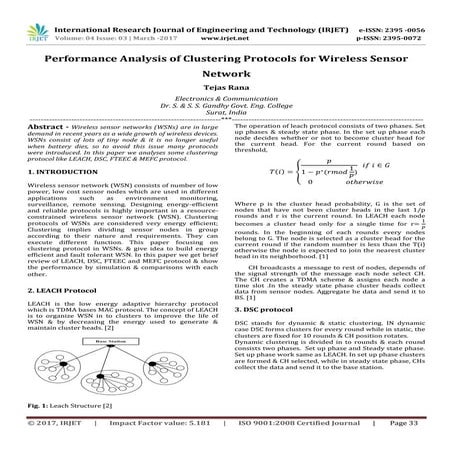 Performance Analysis Of Clustering Protocols For Wireless Sensor Network Pdf