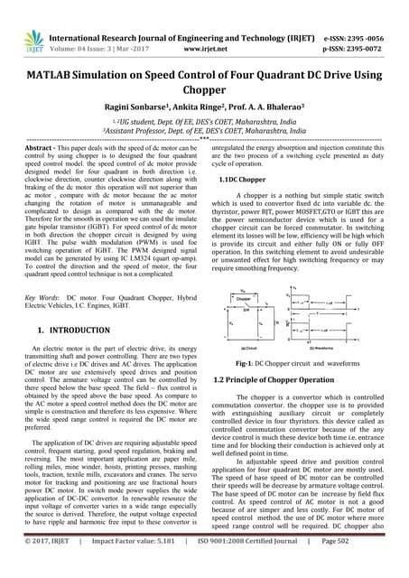 FOUR QUADRANT DC MOTOR SPEED CONTROL WITH MICROCONTROLLER | PPTX ...